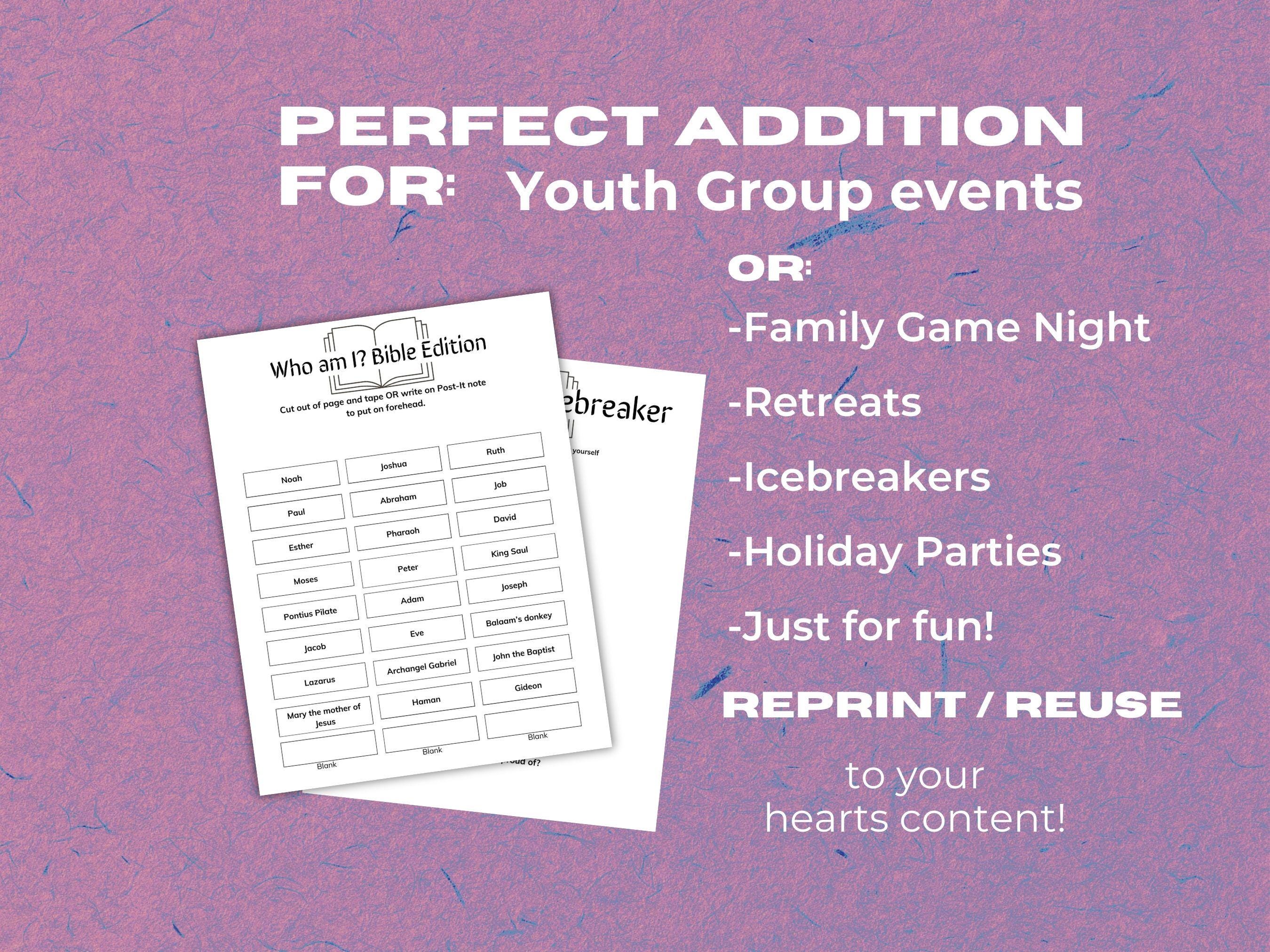 Christian Youth Group Activity Set: 18 Printable Bible Study Games for ...