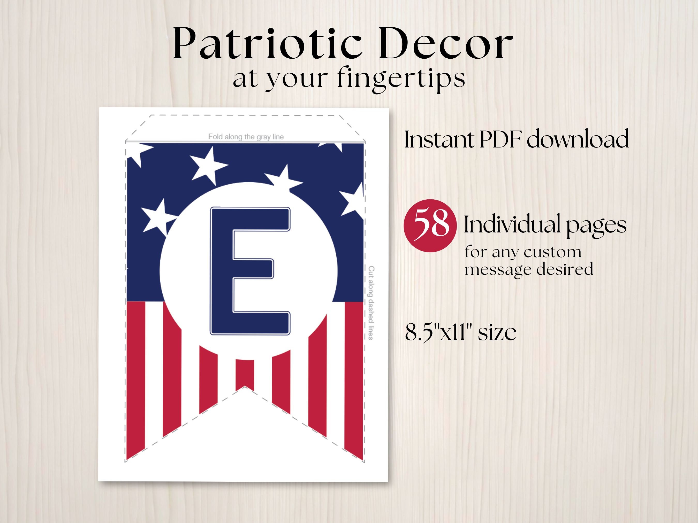 Printable Banner Set, 4th of July Pennants, Independence Day Decor, US ...