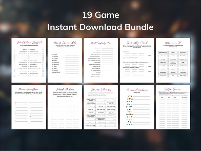 Printable Dinner Party Games Bundle for Adults, Perfect for Reunions ...