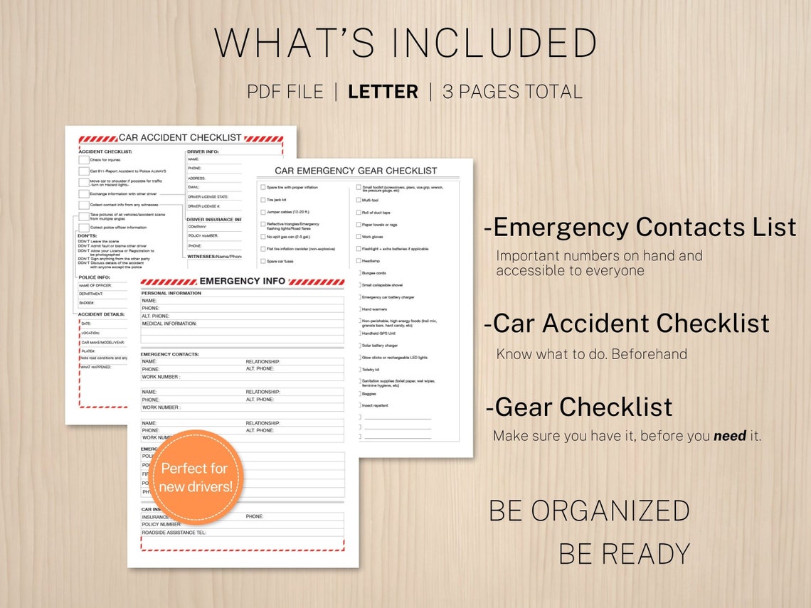 Car Owner Essential Printables Pack, Maintenance Checklists, Emergency ...