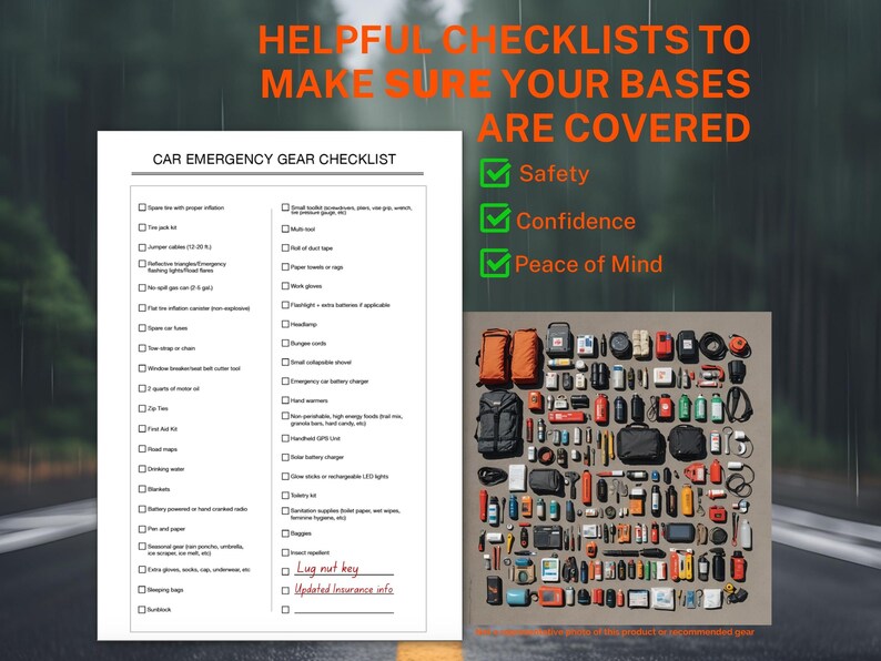 Printable Road Emergency Checklist Pack - Accident Form, Safety ...