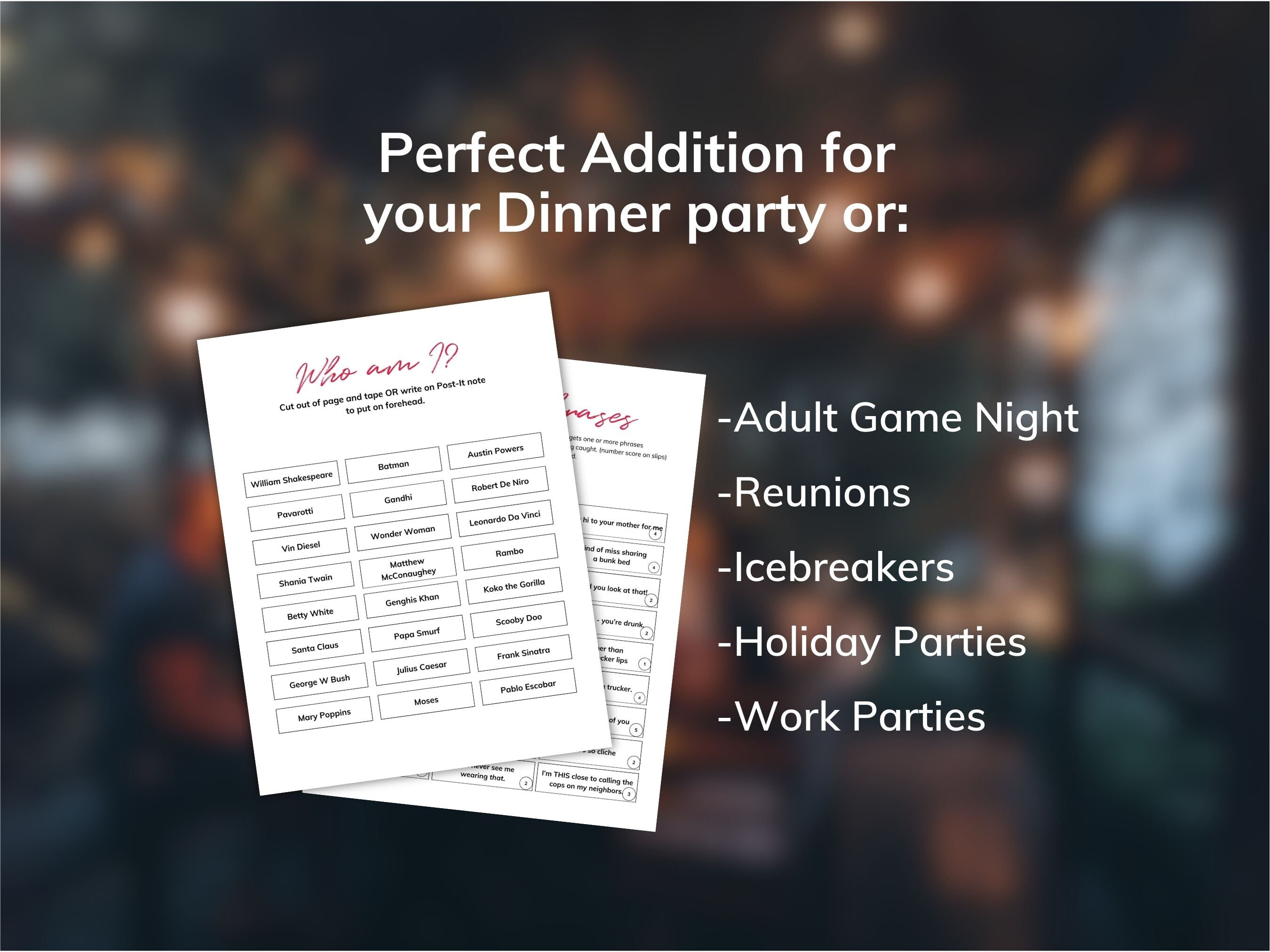 Printable Dinner Party Games Bundle for Adults, Perfect for Reunions ...