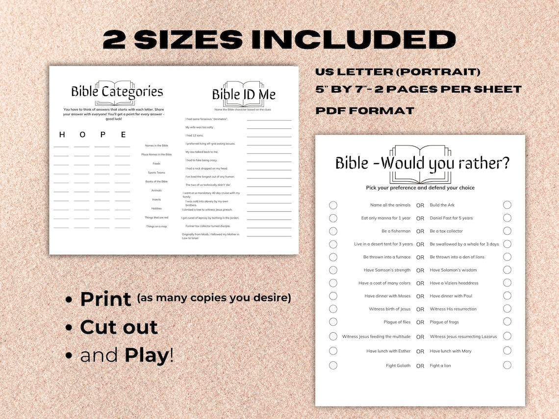 Christian Youth Group Activity Set: 18 Printable Bible Study Games for ...