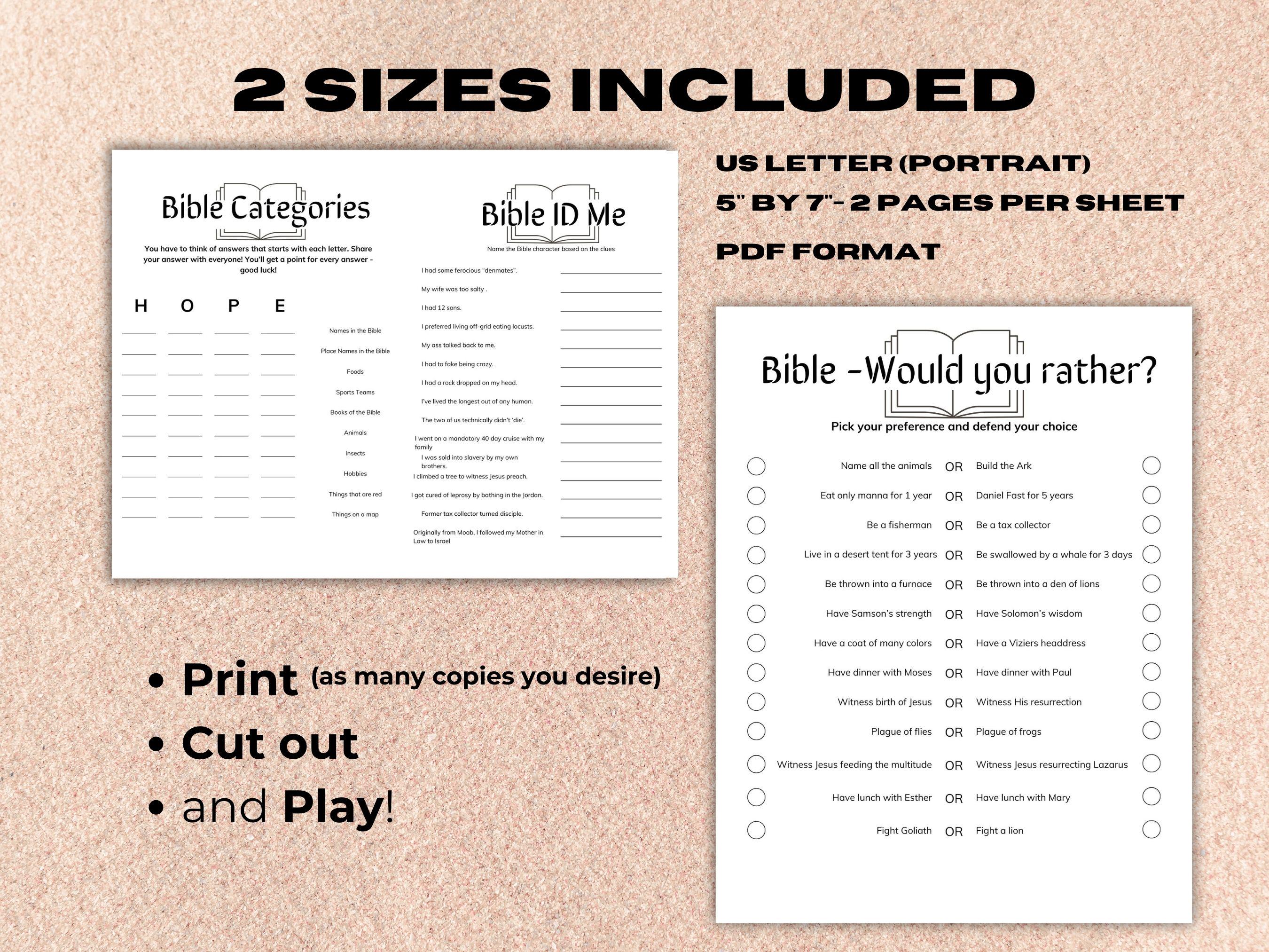 Christian Youth Group Activity Set: 18 Printable Bible Study Games for ...