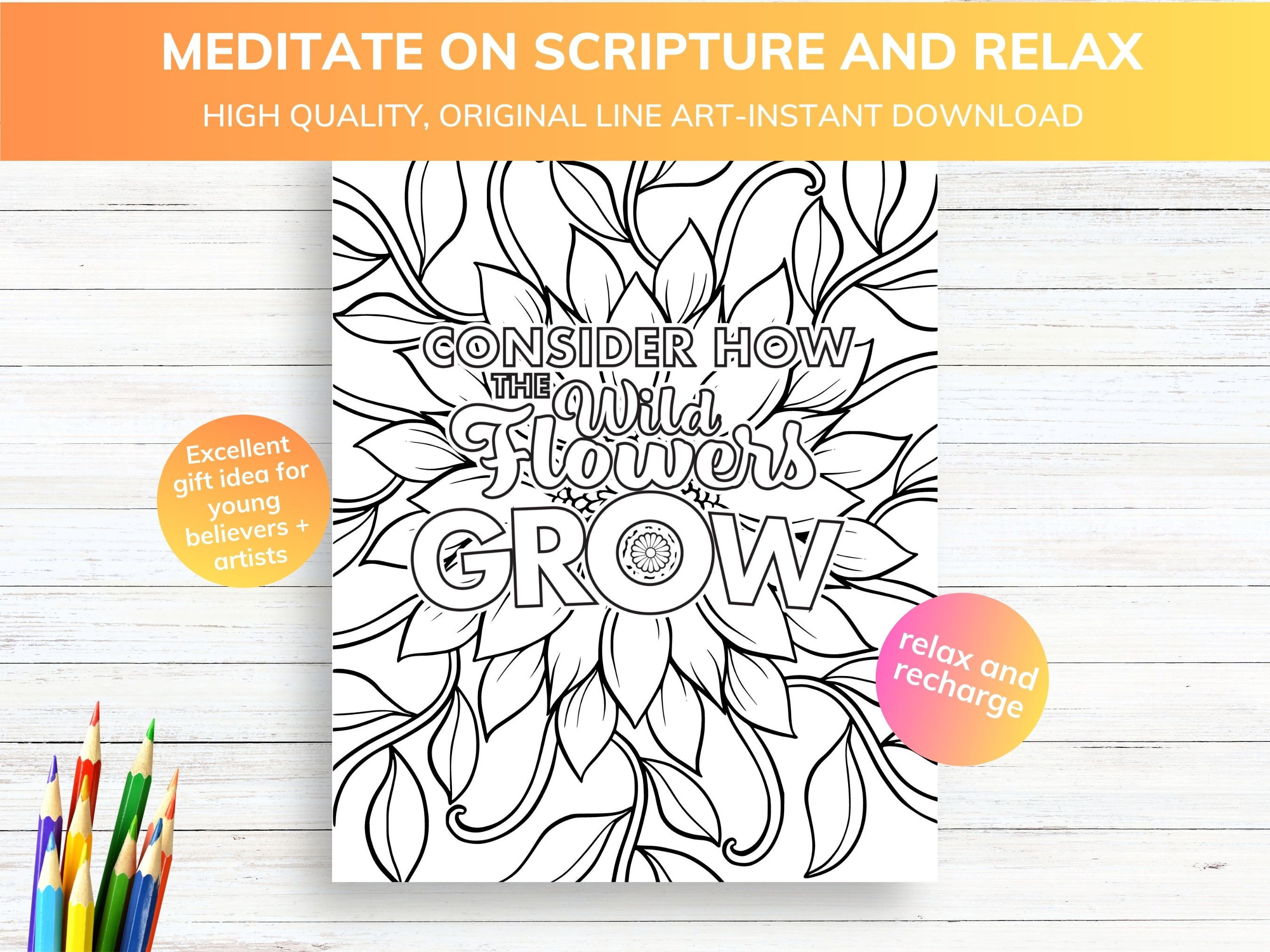 Bible Verse Coloring Book Adult, 20 Intricate Floral Pages, Printable ...