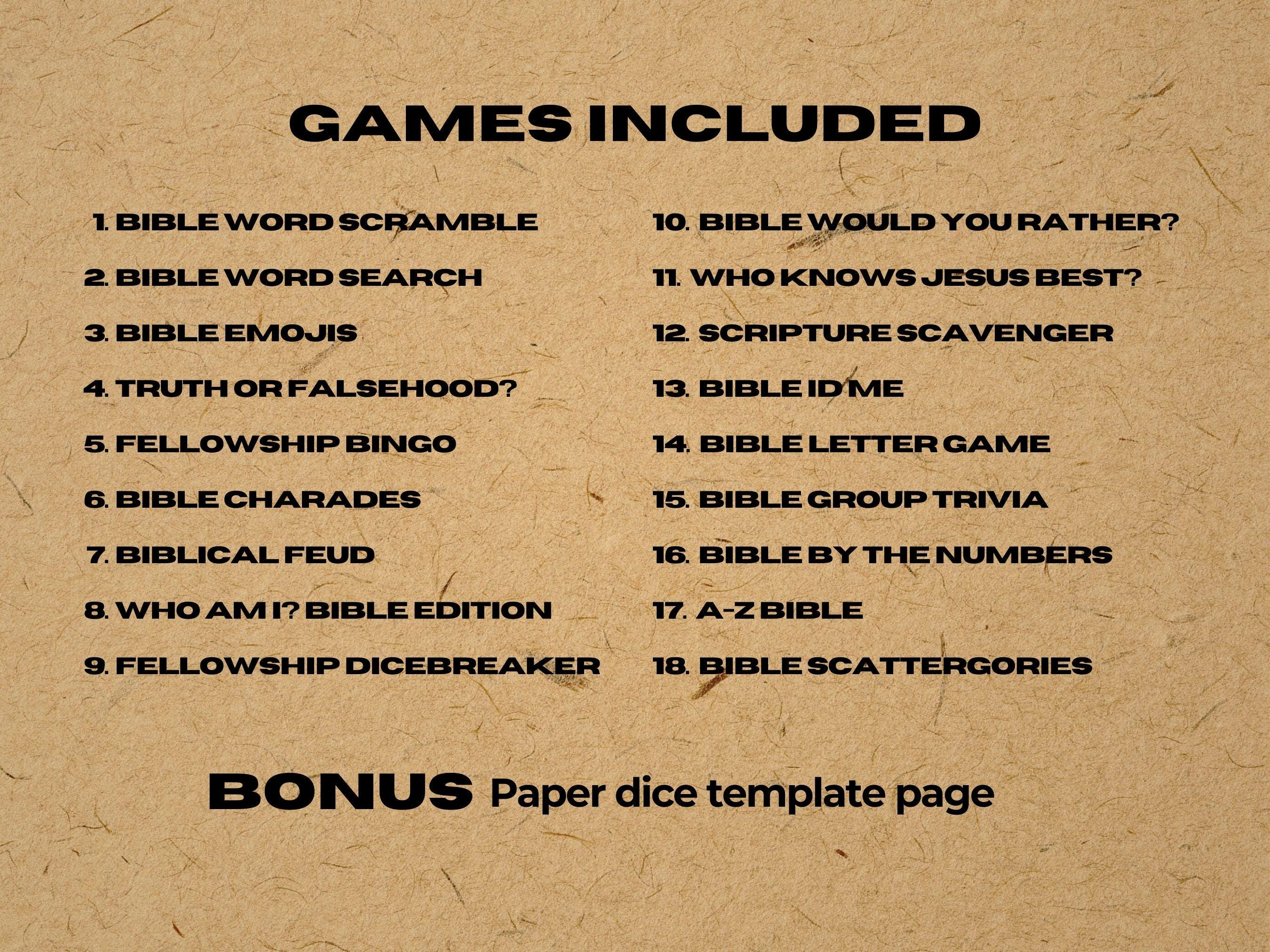 Christian Youth Group Activity Set: 18 Printable Bible Study Games for ...