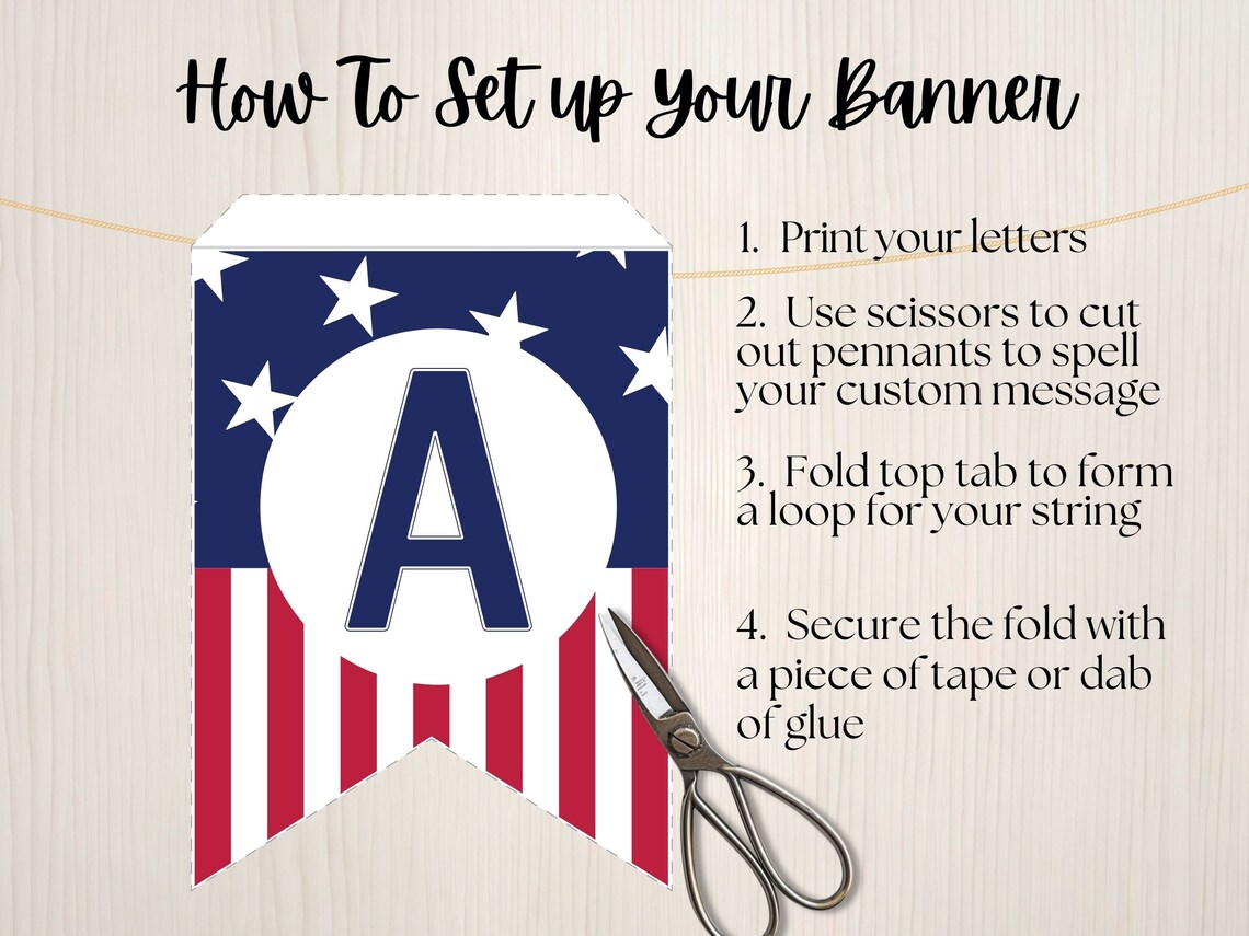 Printable Banner Set, 4th of July Pennants, Independence Day Decor, US ...