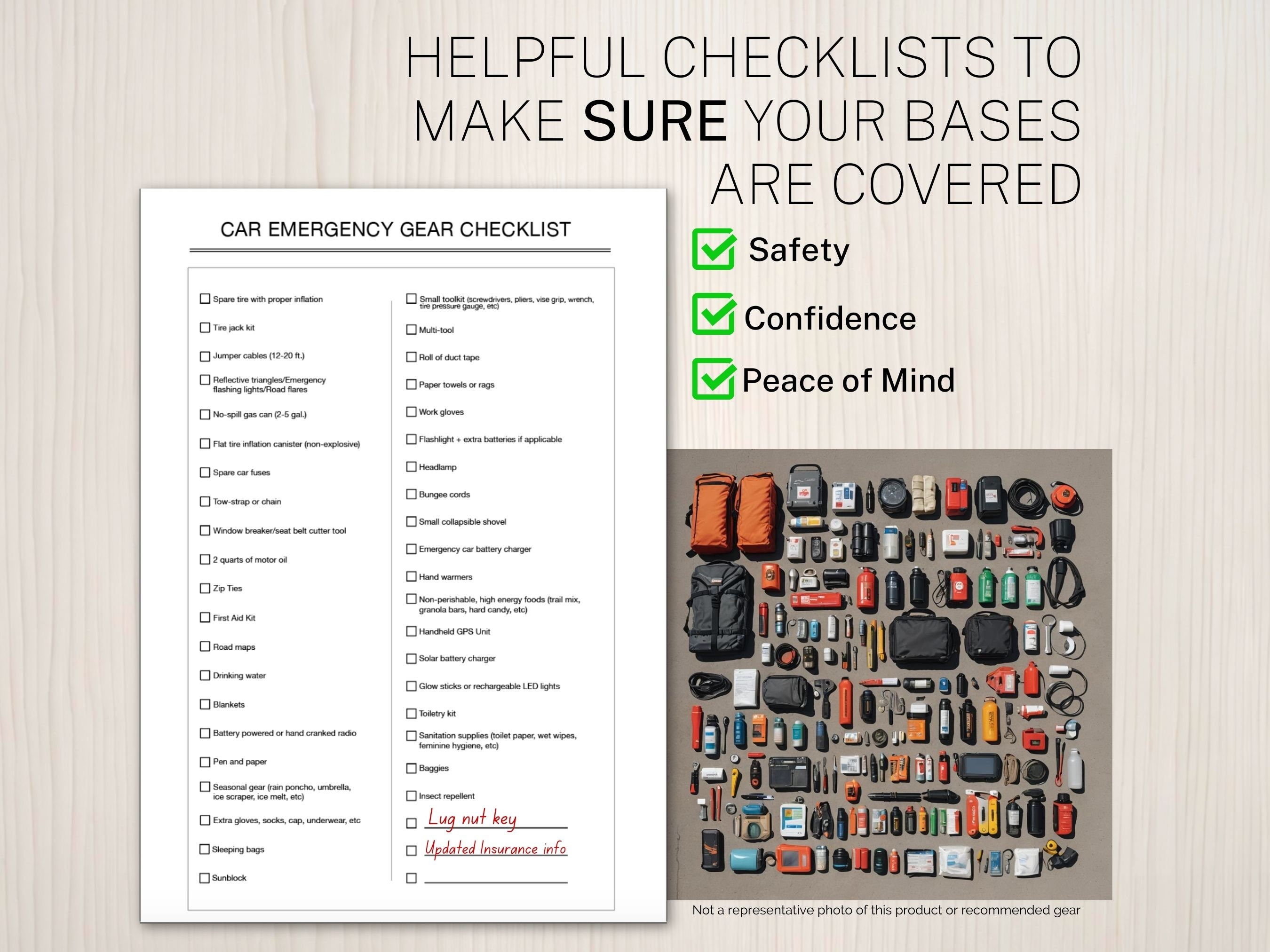Emergency Car Safety Kit Printable: Contact Form, Accident Checklist ...