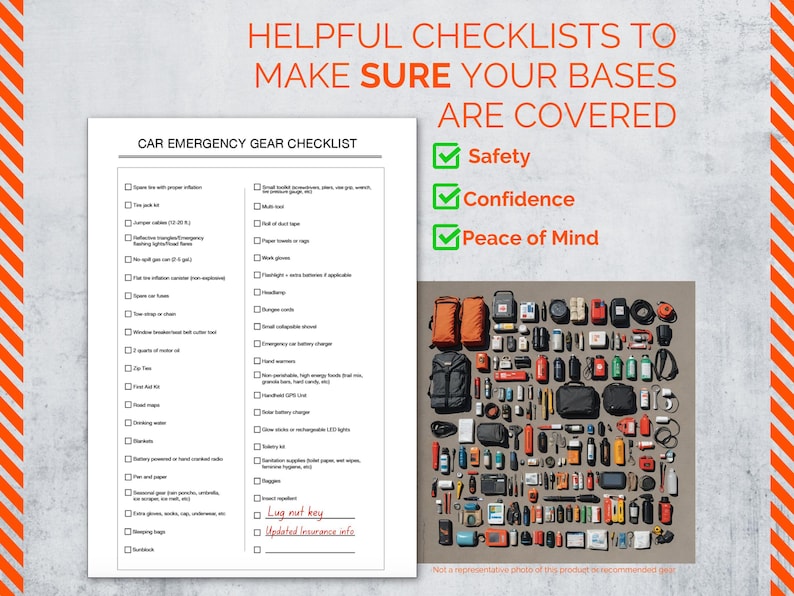 Emergency Car Safety Kit Printable Pack - Accident Checklist, Contact ...