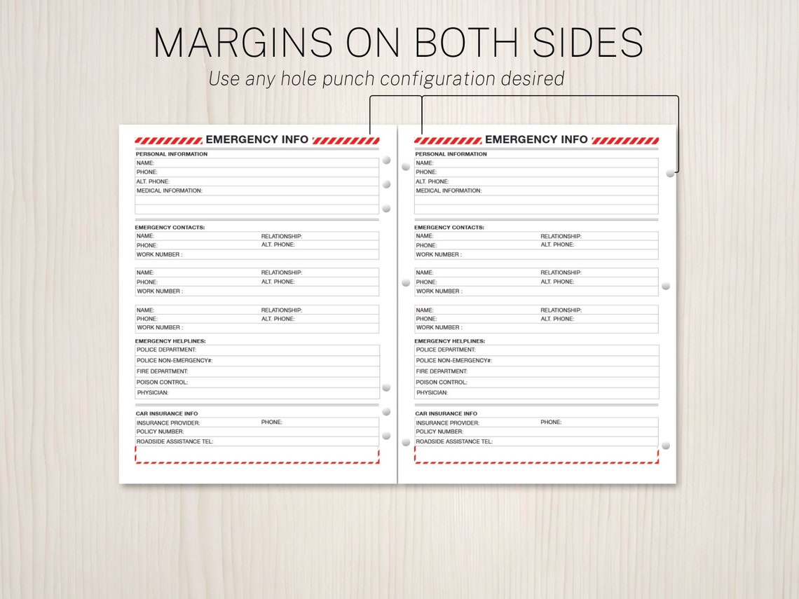 Emergency Car Safety Kit Printable: Contact Form, Accident Checklist ...