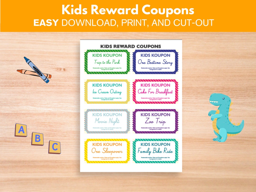 Kids Reward Coupons Instant Download Printable, Creative Chore ...
