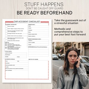 Emergency Car Safety Kit Printable: Contact Form, Accident Checklist ...