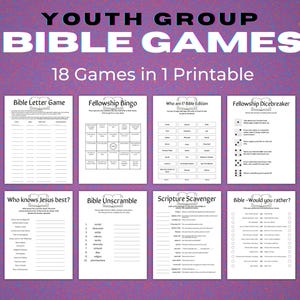 Christian Youth Group Activity Set: 18 Printable Bible Study Games for ...