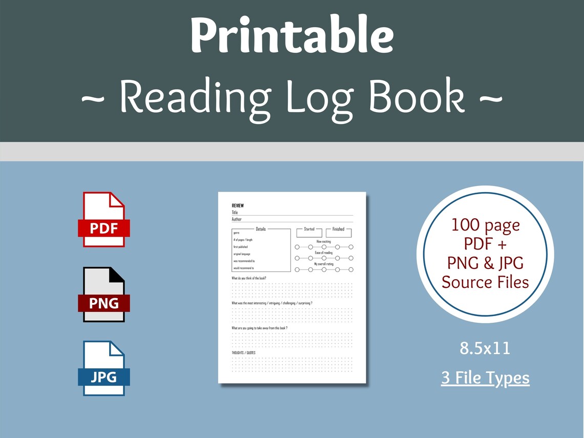 Printable Reading Log Book Pages | Etsy