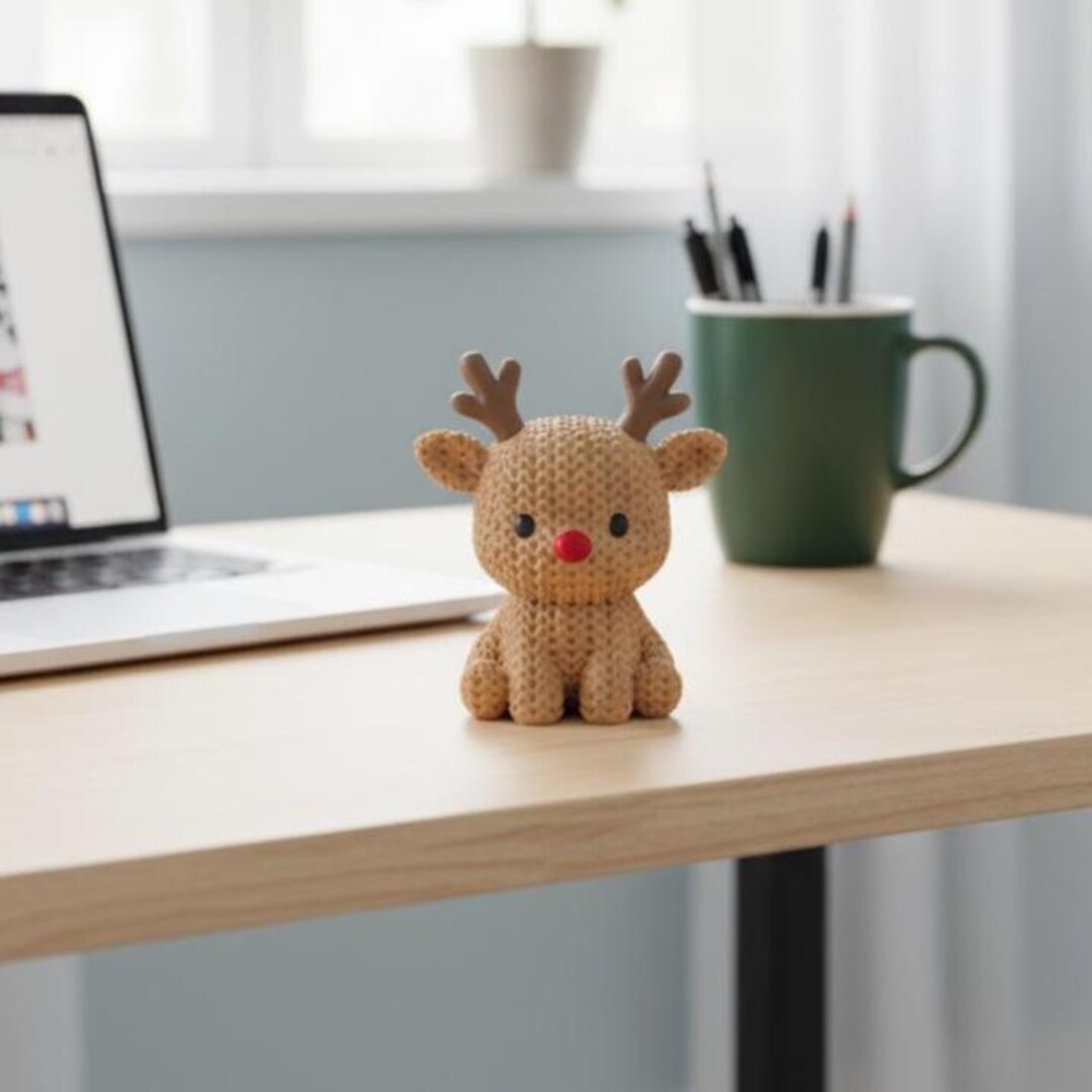 Rodolph Reindeer Christmas Knitted Desk or Keychain Figurine - Etsy