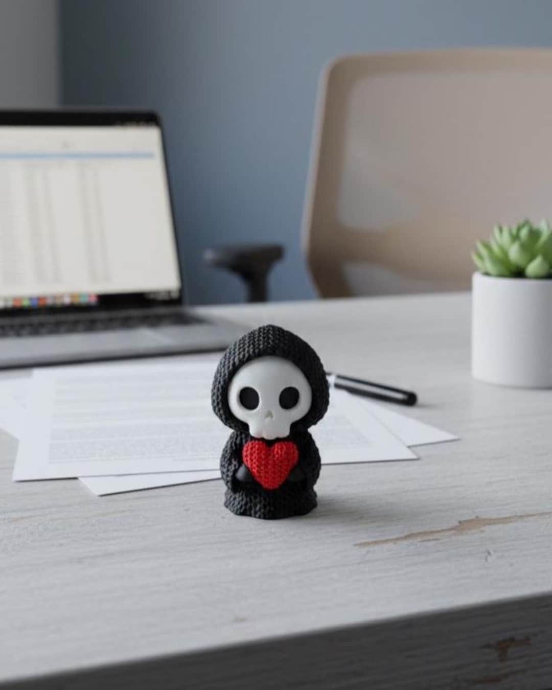 Grim Reaper Knitted Valentine Desk or Keychain Figurine - Etsy