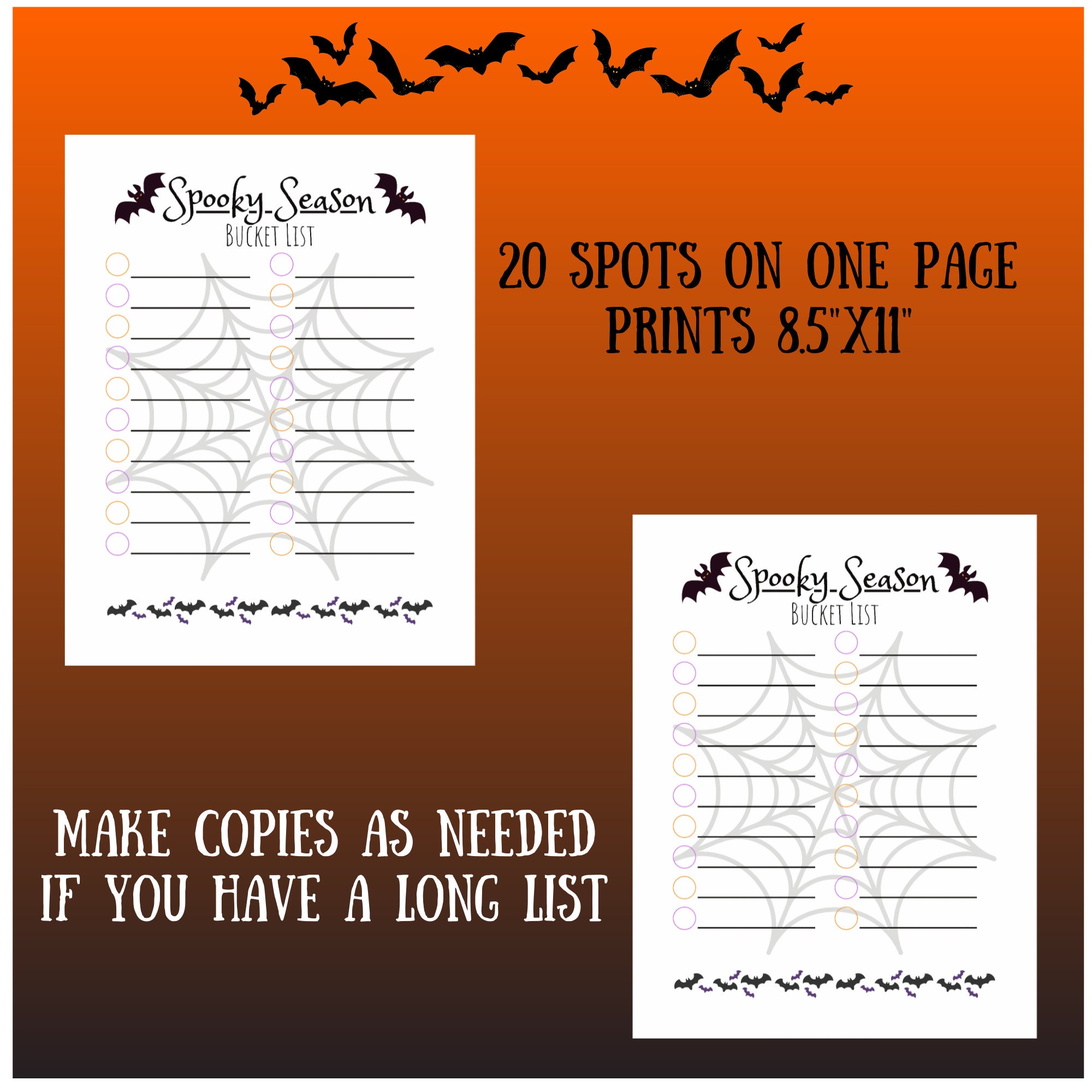 Spooky Season Printable Bucket List - Etsy