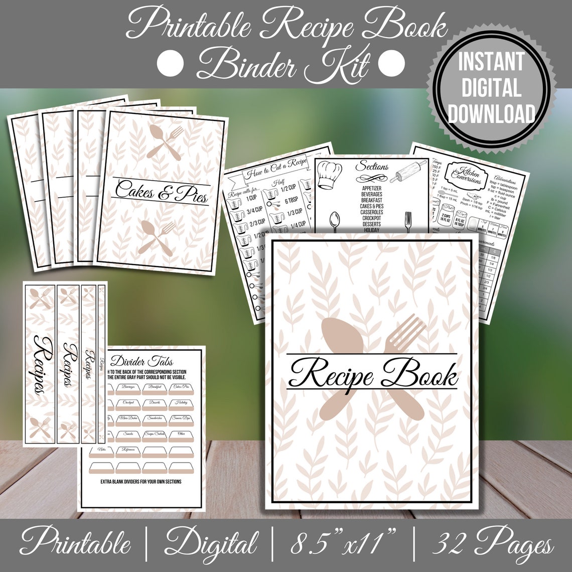Printable Recipe Binder Kit - Etsy