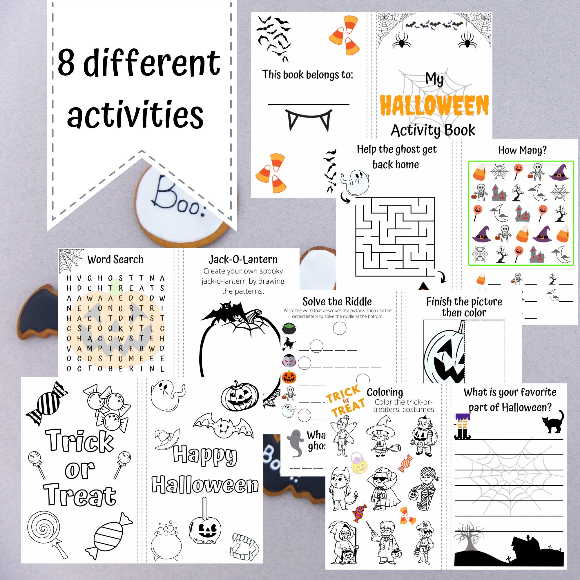 Halloween Kids Printable Activity Book - Etsy