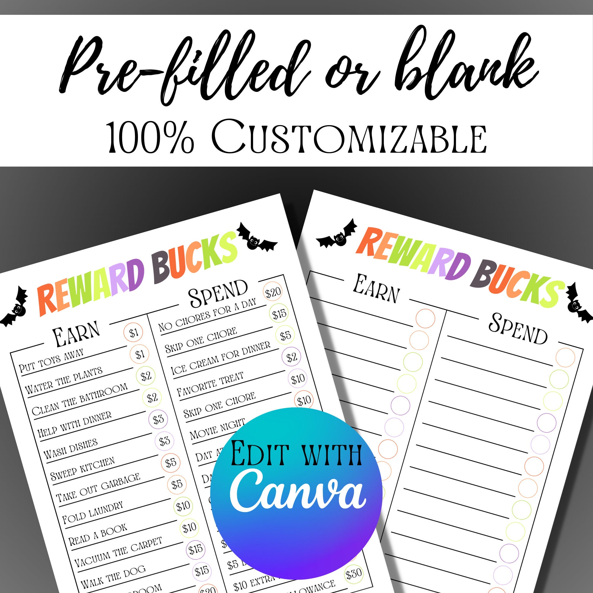 Printable Kids Reward Bucks - Etsy