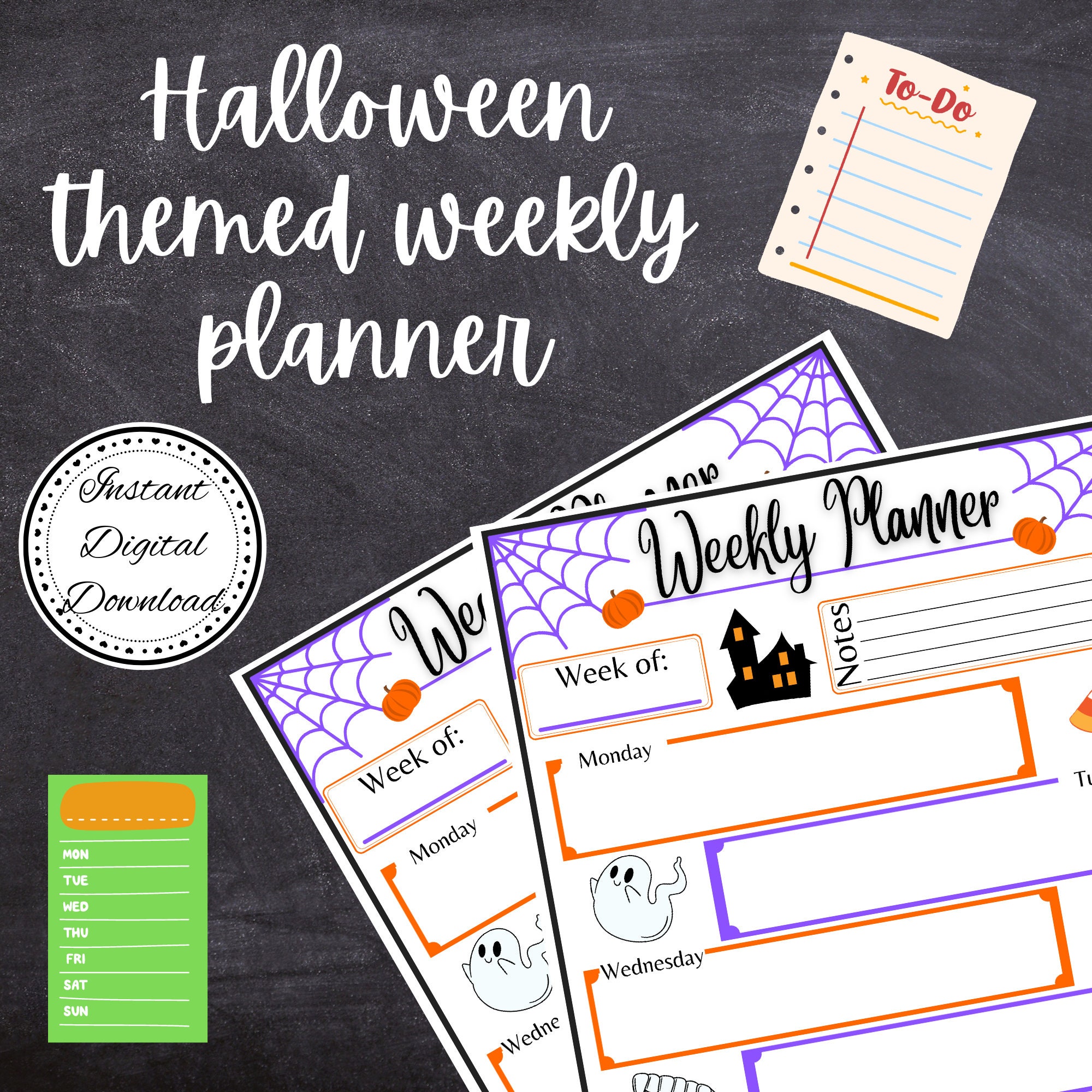 Halloween Full Page Weekly Planner - Etsy