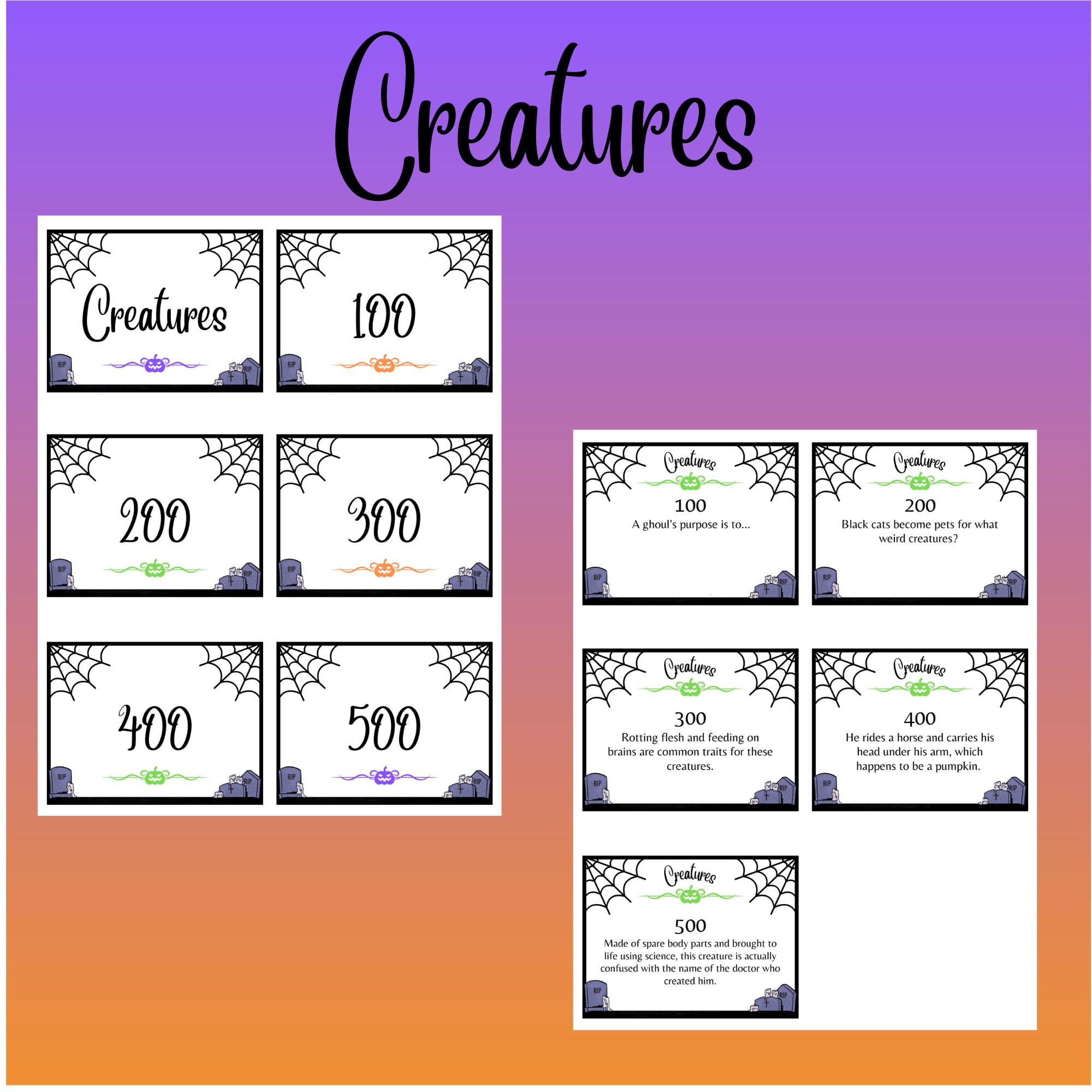 Halloween Jeopardy Printable Party Game - Etsy