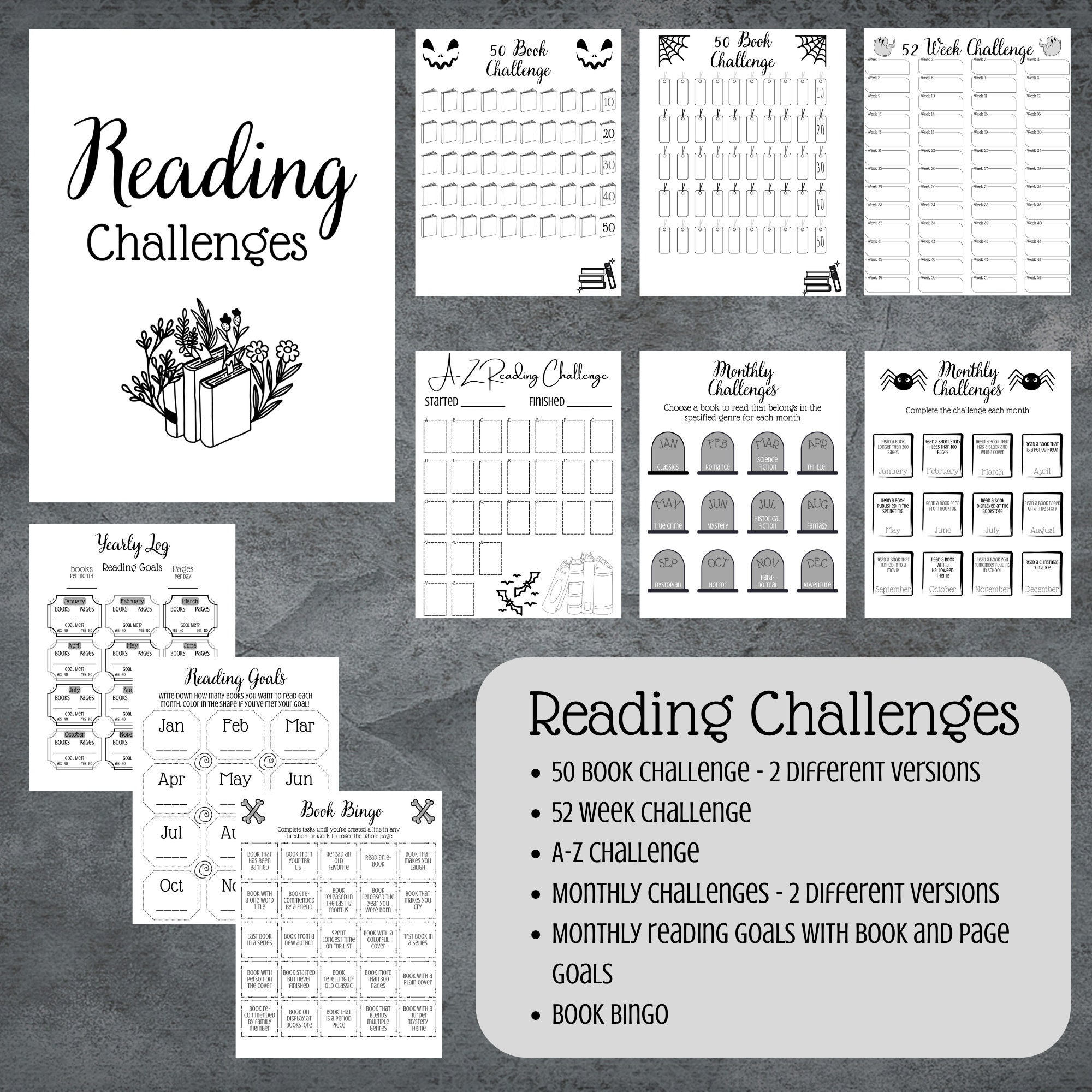 Printable Reading Journal, Book Tracker, Reading Planner, Reading ...