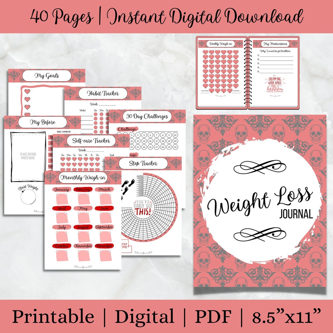 Printable Weight Loss Journal: Track Fitness, Diet, Goals & Progress ...