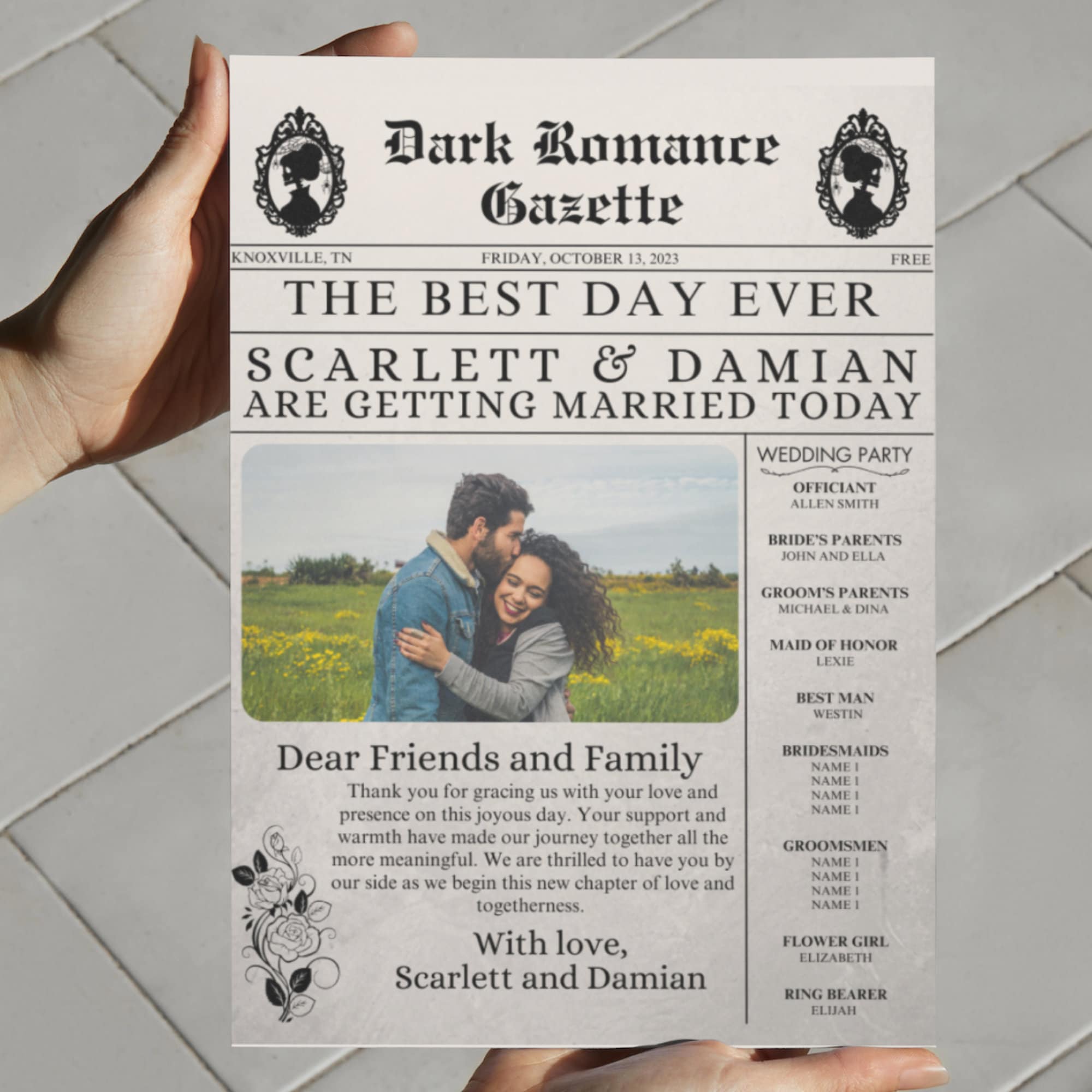 Gothic Wedding Newspaper Program Template - Editable - Printable - Etsy