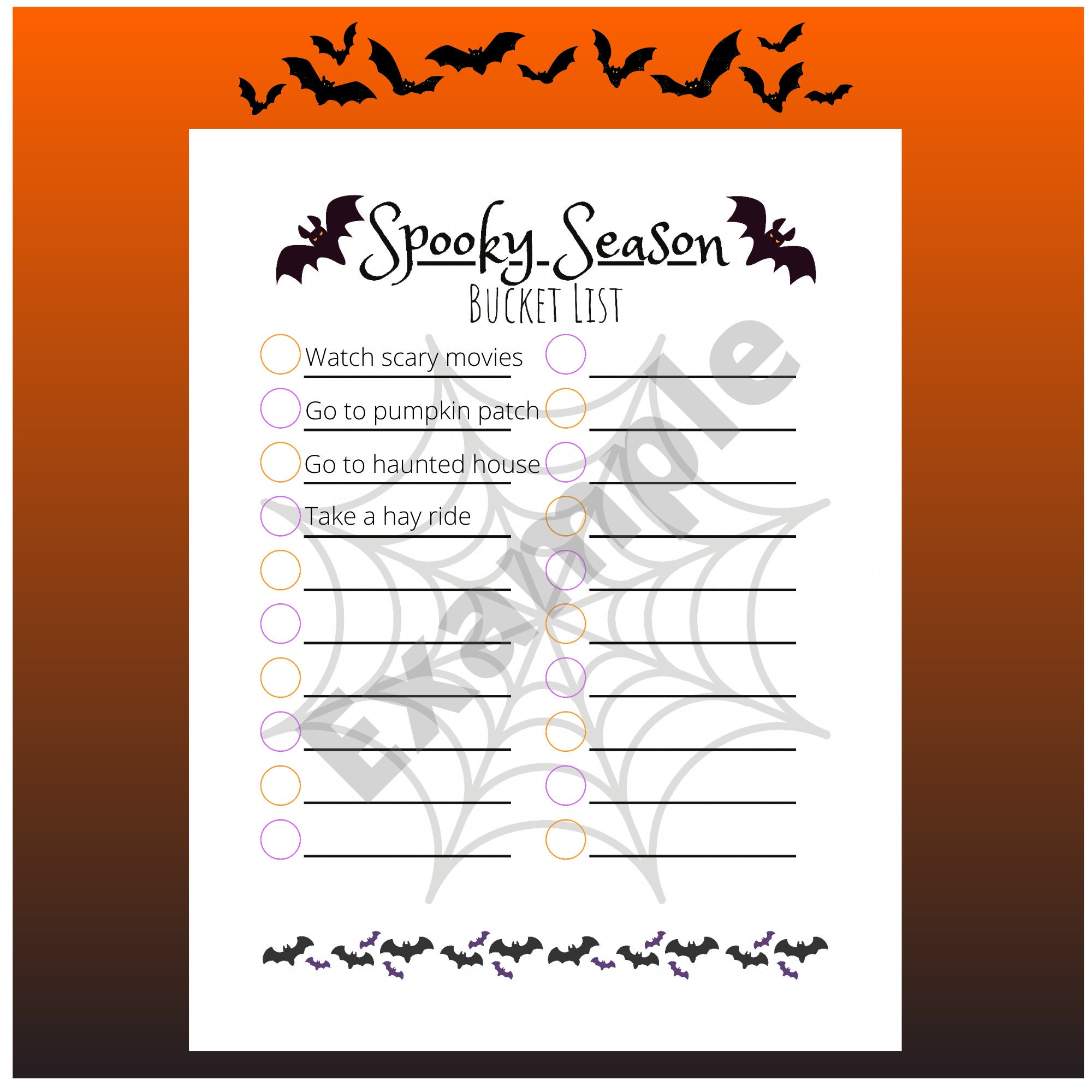 Spooky Season Printable Bucket List - Etsy