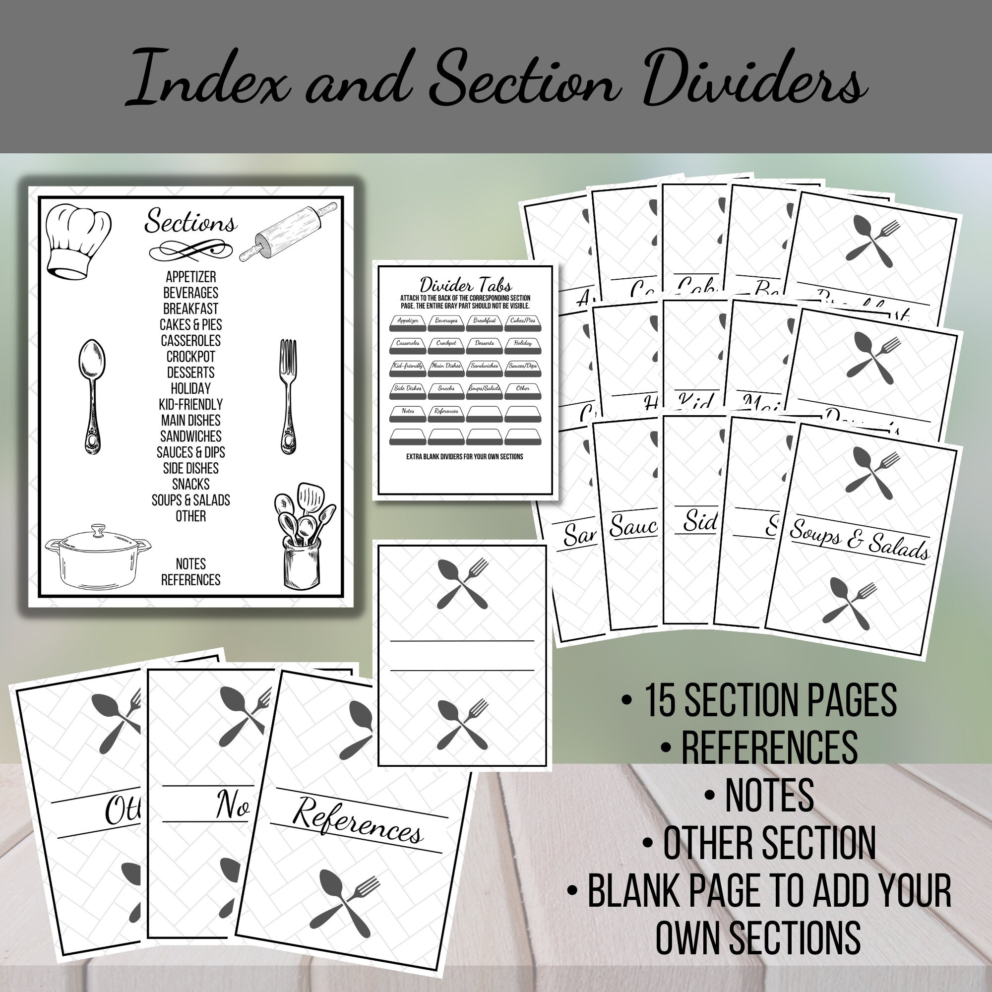 Printable Recipe Binder Kit: Cooking Planner & Culinary Organizer - Etsy