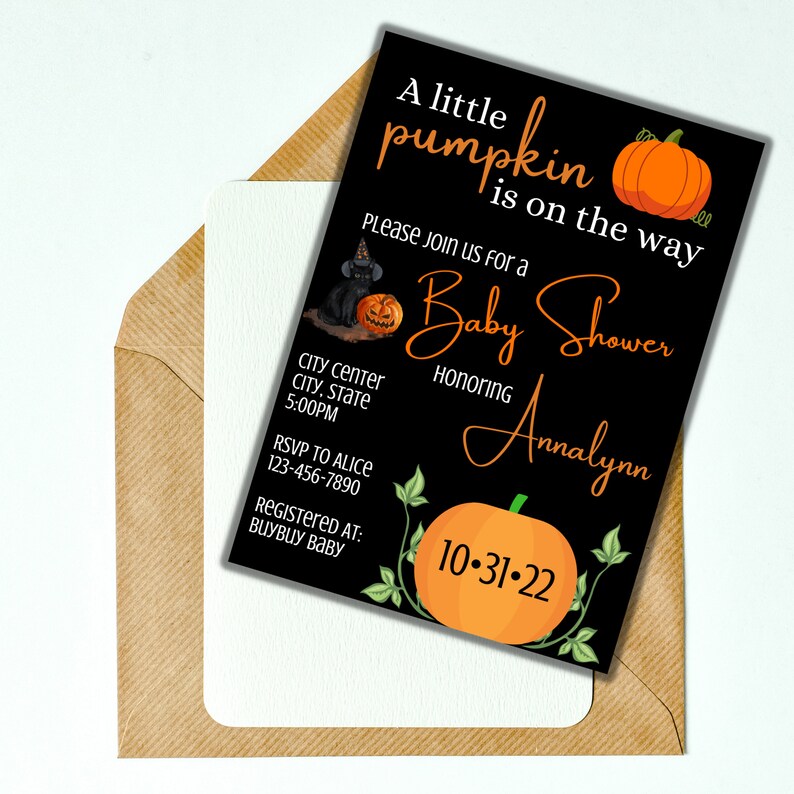 Pumpkin Baby Shower Invitation Template Editable Template - Etsy