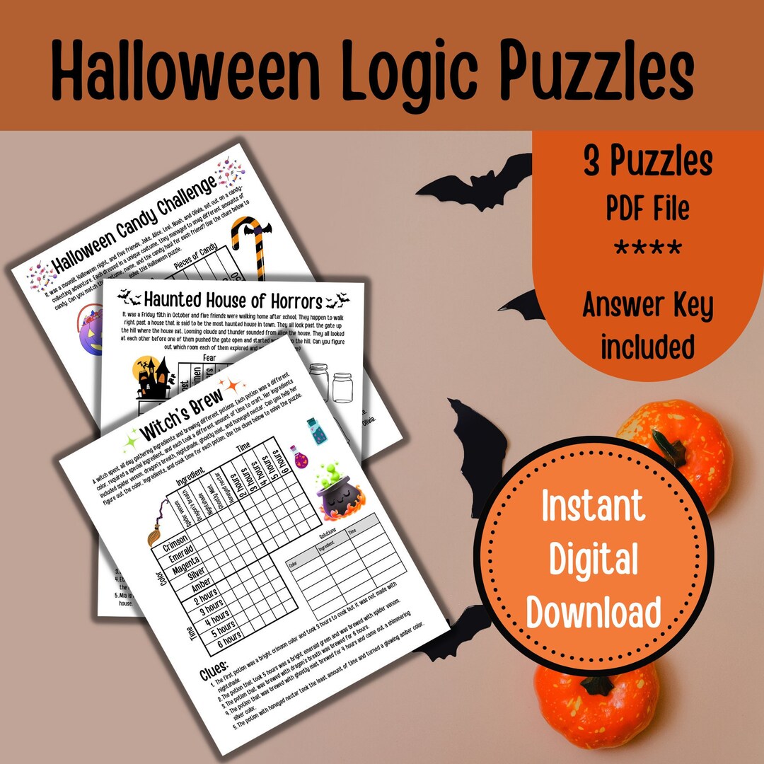 Spooky Halloween Logic Puzzles for Clever Kids - Printable Activity ...