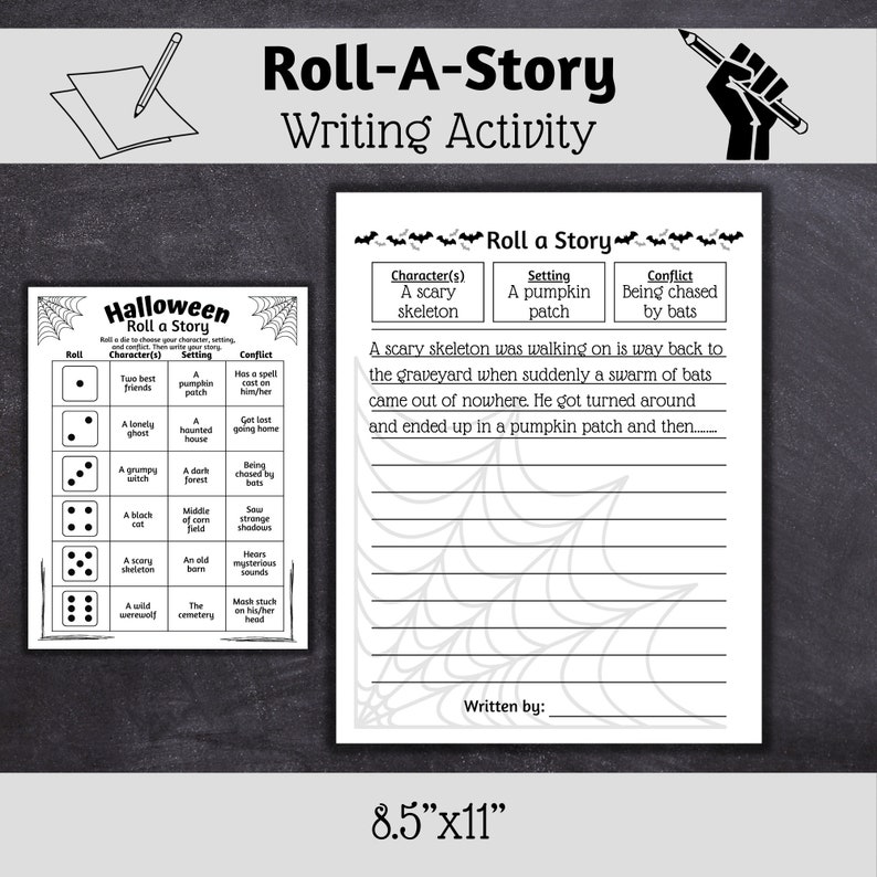Halloween Roll-a-story Printable Children’s Writing Activity - Etsy