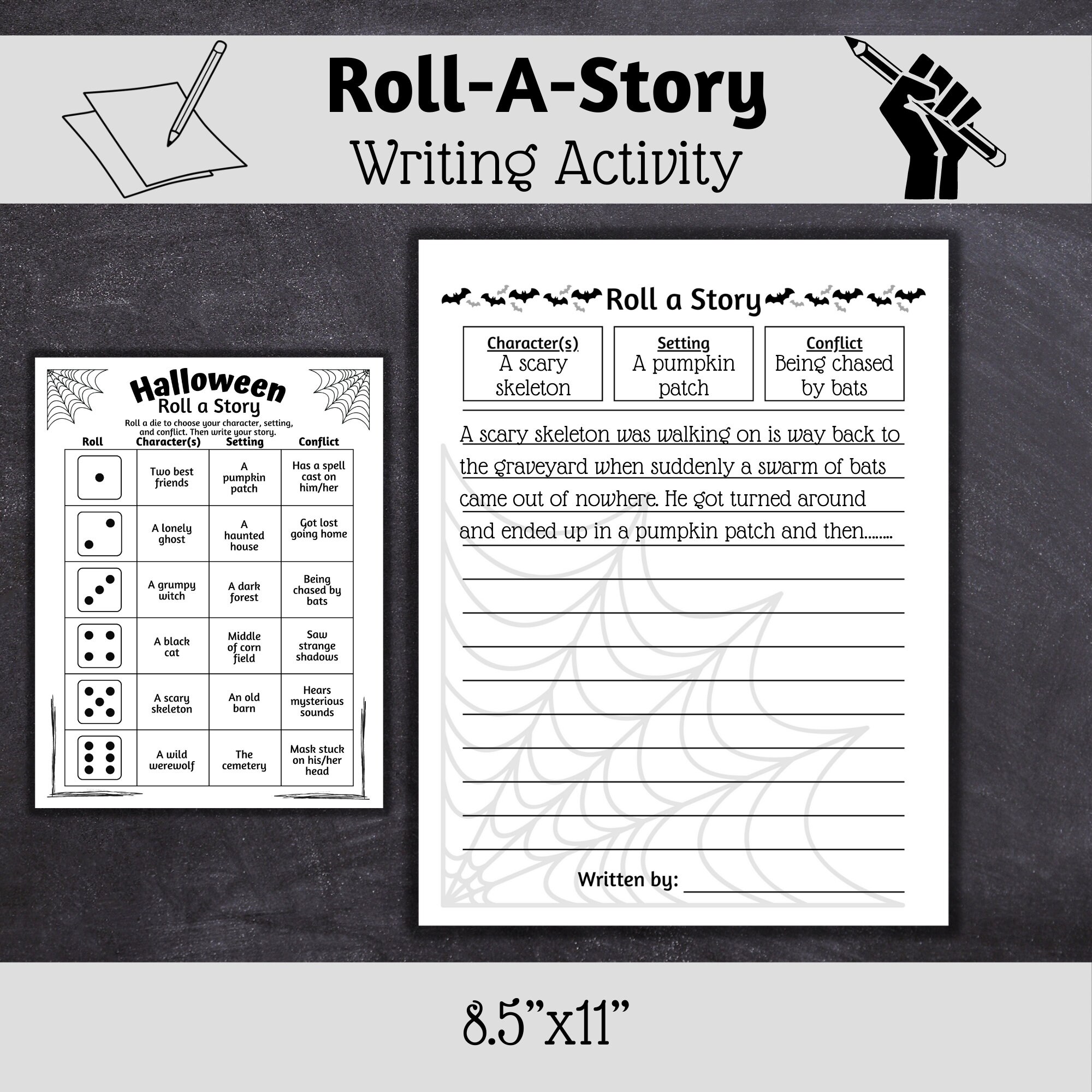 Halloween Roll-a-story Printable Children’s Writing Activity - Etsy
