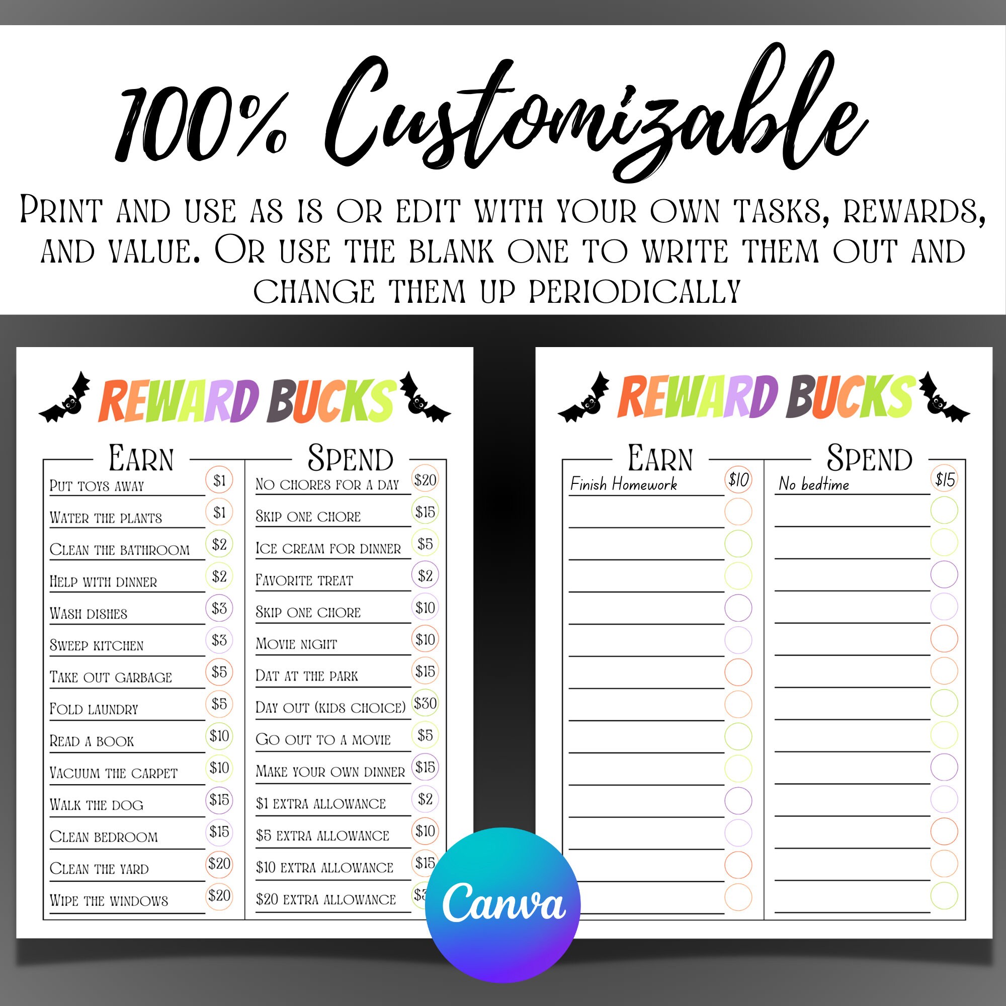 Printable Kids Reward Bucks - Etsy