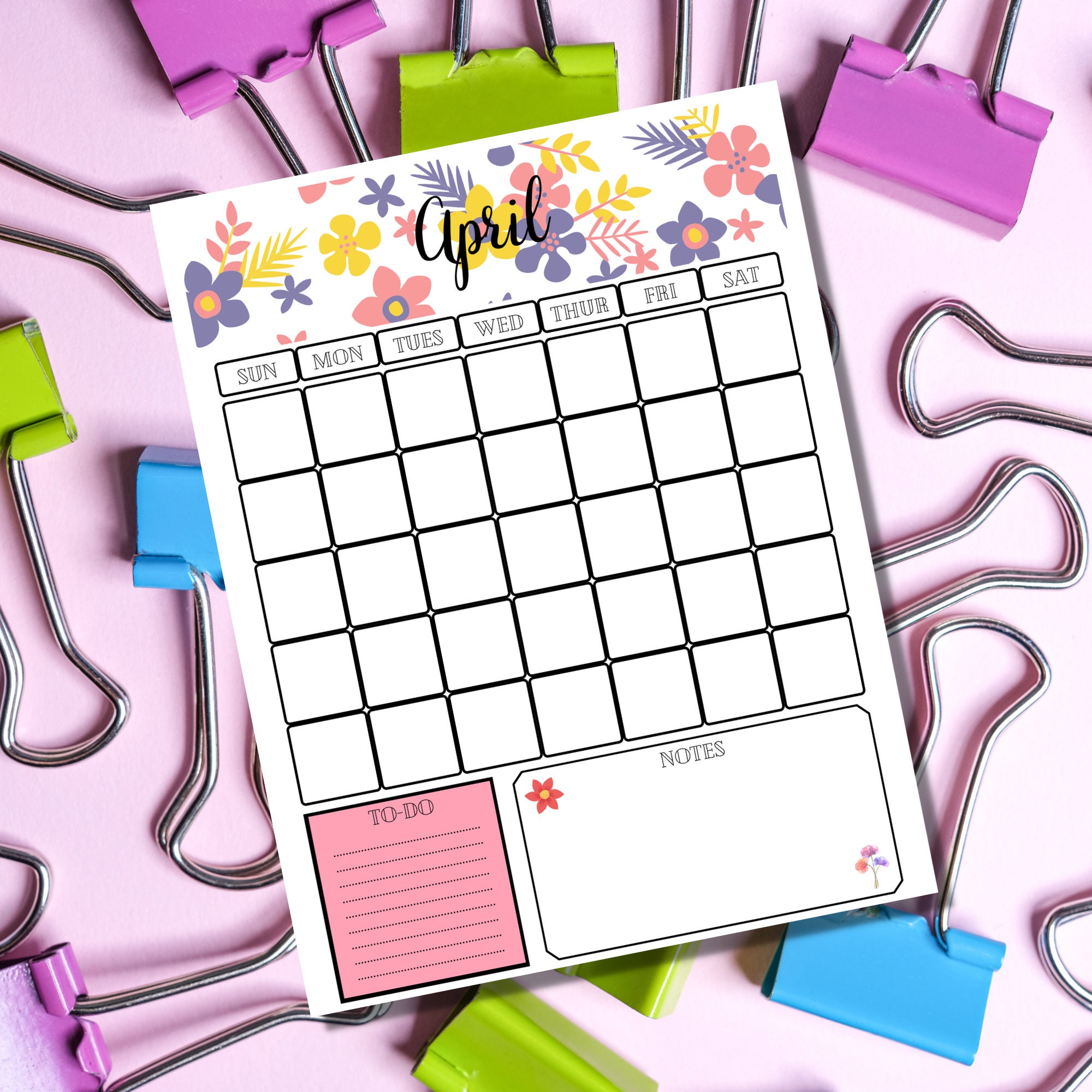 Blank 12 Month Printable Calendar - Etsy