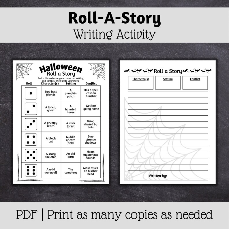 Halloween Roll-a-story Printable Children’s Writing Activity - Etsy