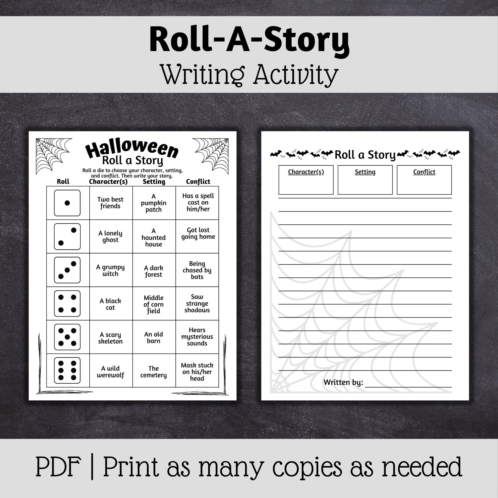 Halloween Roll-a-story Printable Children’s Writing Activity - Etsy