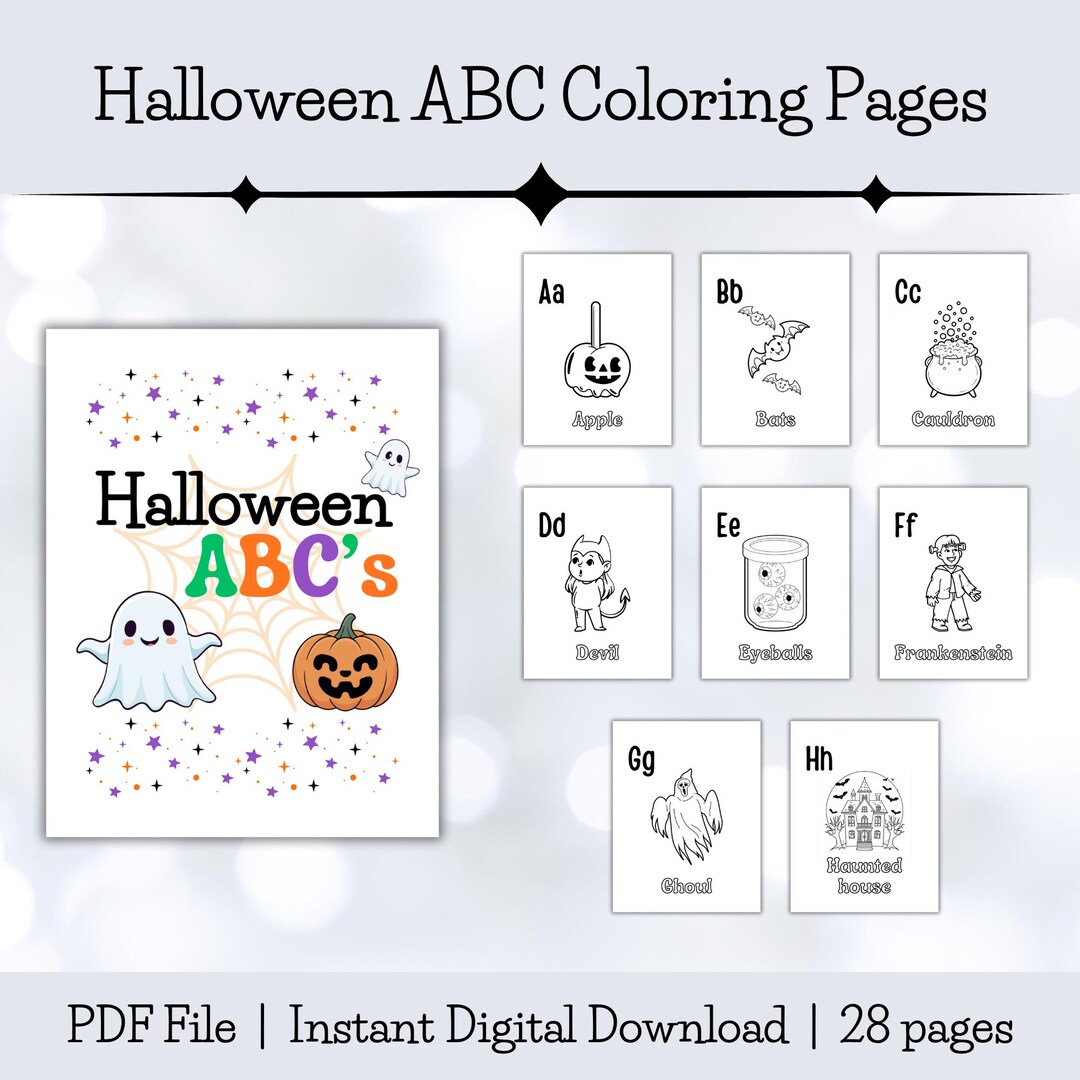 Halloween ABC Coloring Book • 28-page Printable (digital Download) - Etsy
