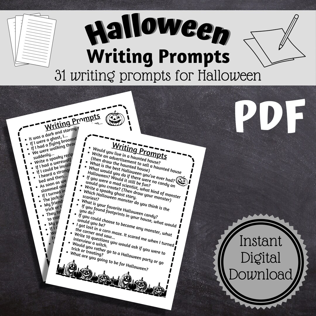 Halloween Printable Children’s Writing Activity - 31 Writing Prompts ...