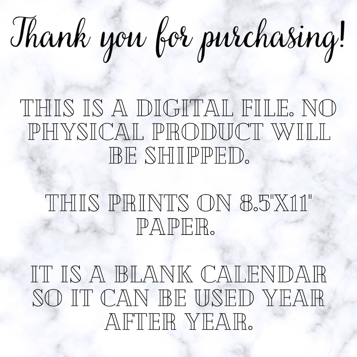 Blank 12 Month Printable Calendar | Etsy