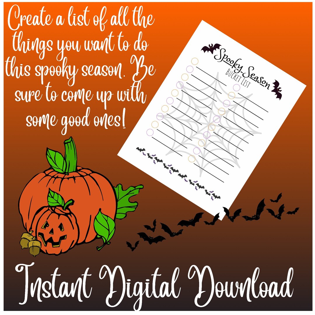 Spooky Season Printable Bucket List - Etsy