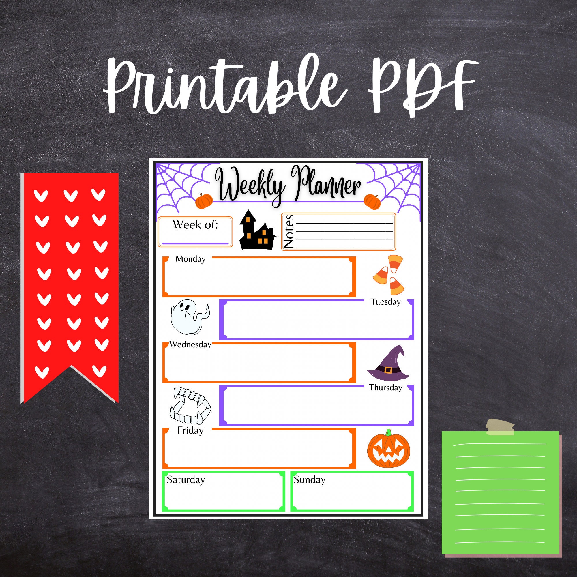 Halloween Full Page Weekly Planner - Etsy