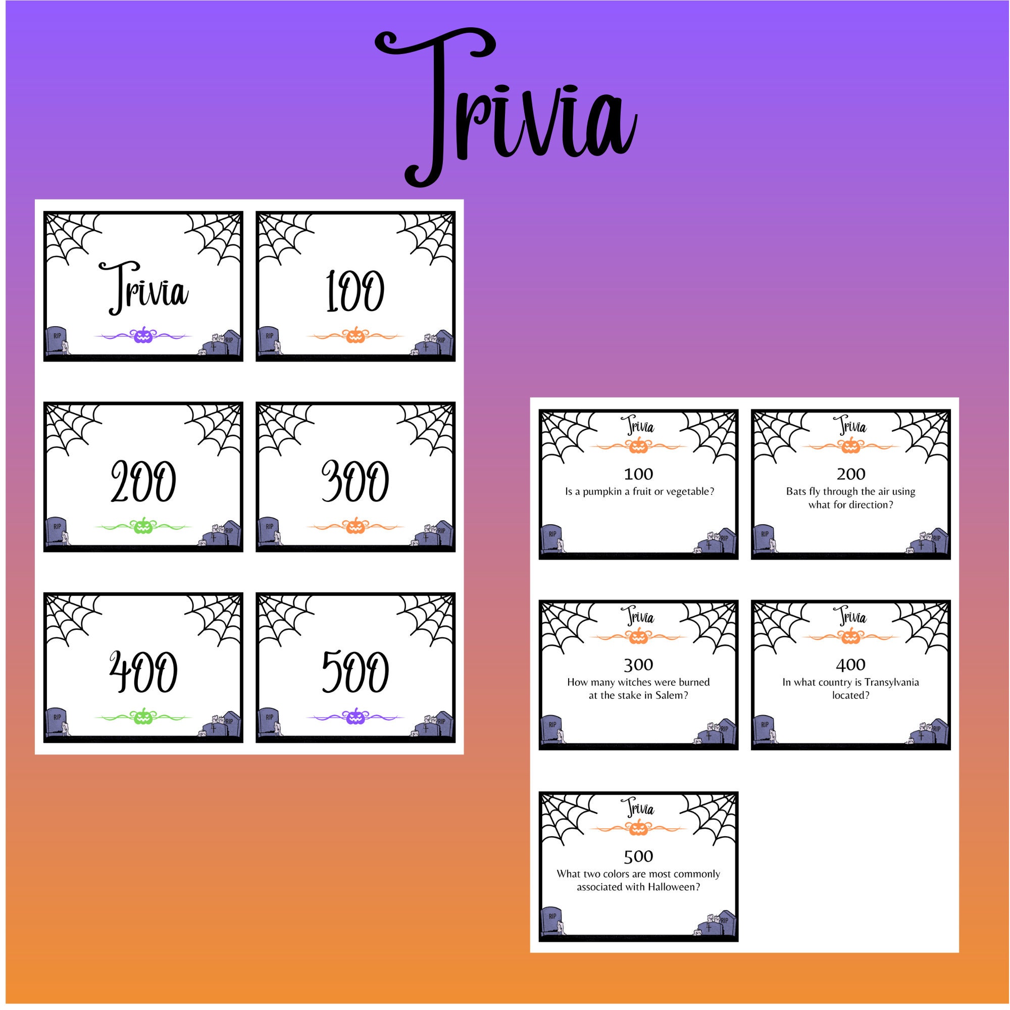 Halloween Jeopardy Printable Party Game - Etsy