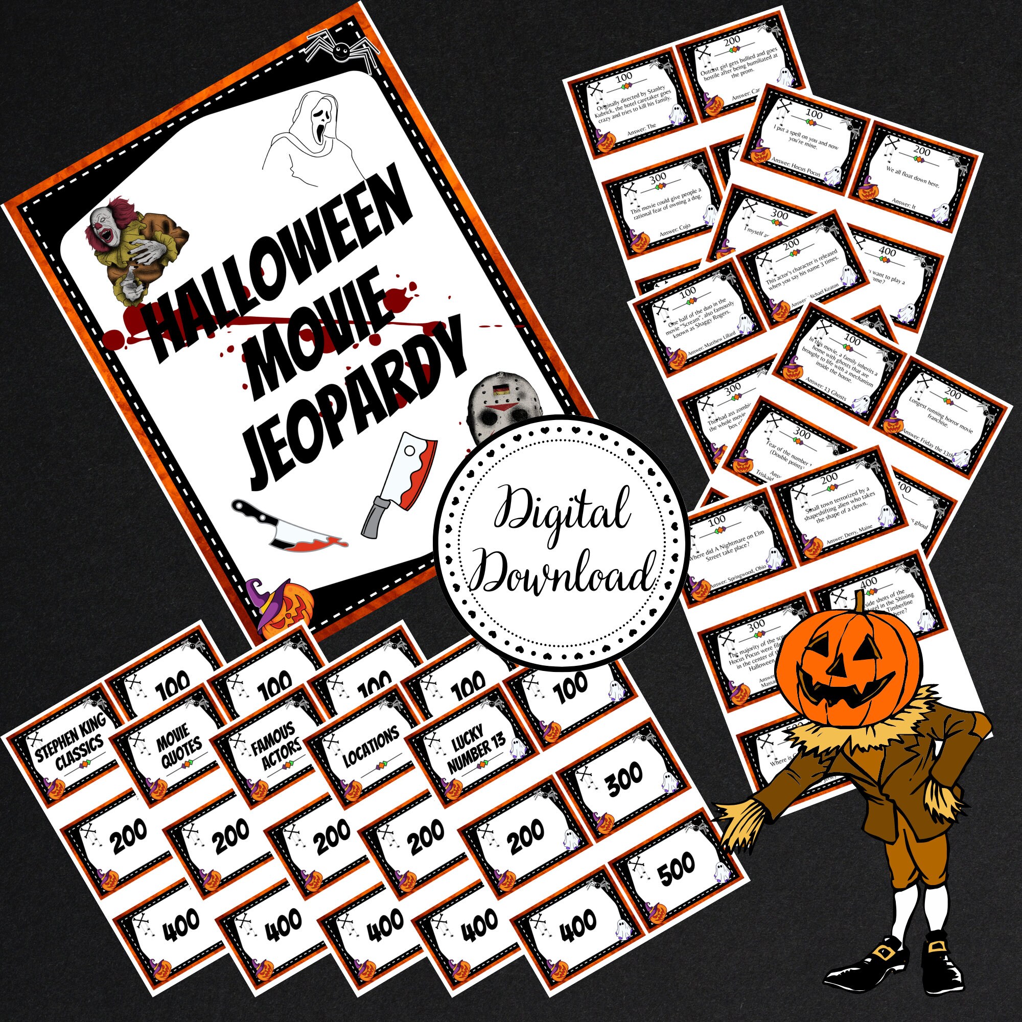 Halloween Movies Printable Jeopardy Game - Etsy