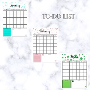 Blank 12 Month Printable Calendar - Etsy