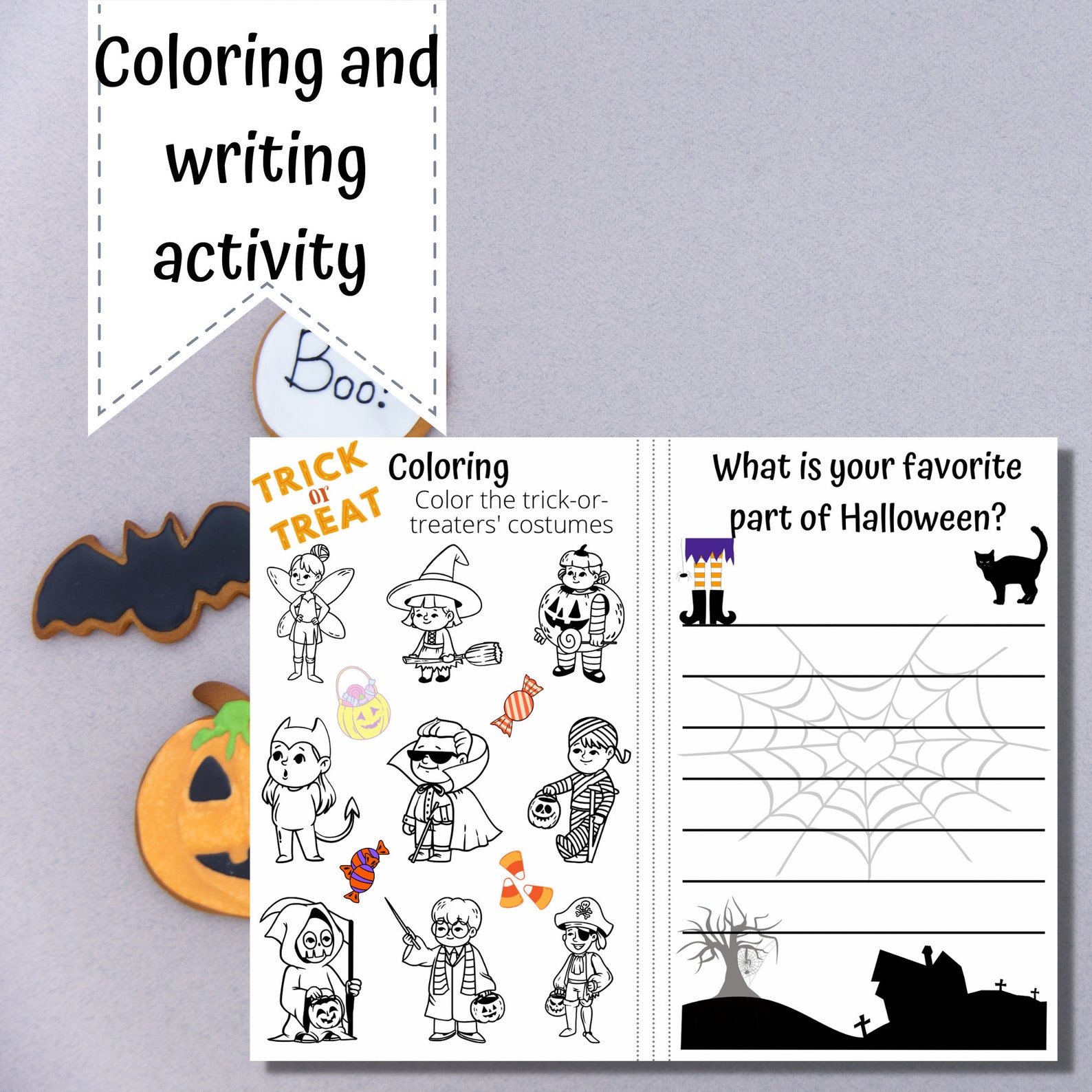 Halloween Kids Printable Activity Book - Etsy