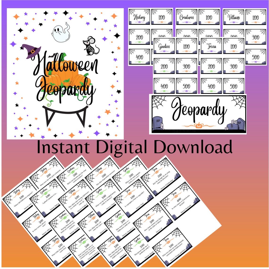 Halloween Jeopardy Printable Party Game - Etsy