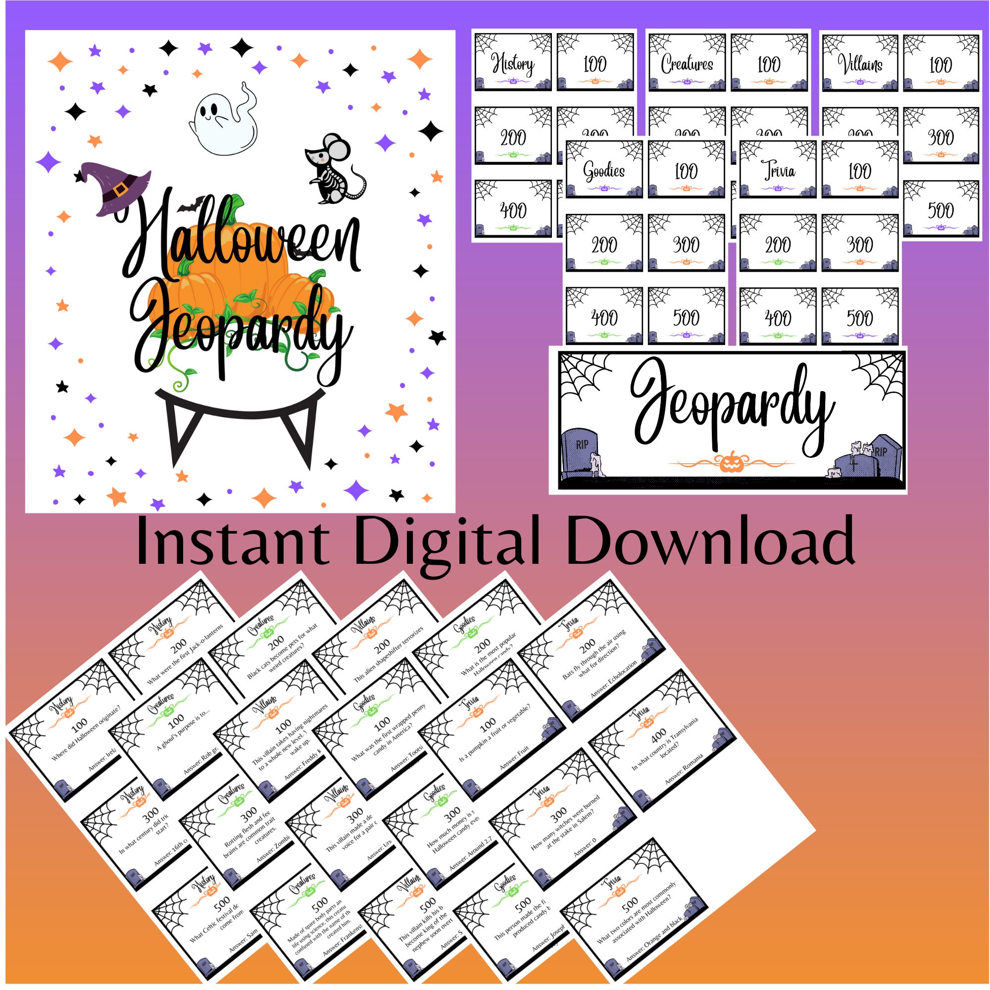 Halloween Jeopardy Printable Party Game - Etsy